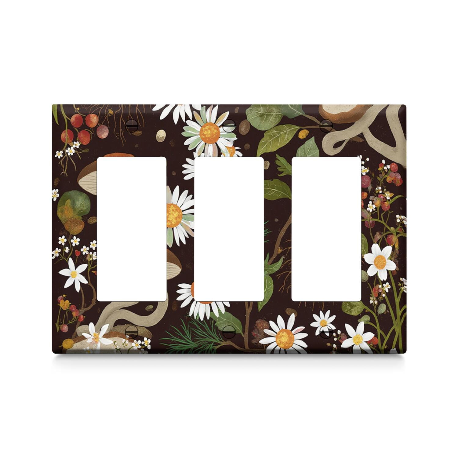 Switch Cover Mushroom 3 Gang Decorative Electrical Outlet Cover Rustic ...
