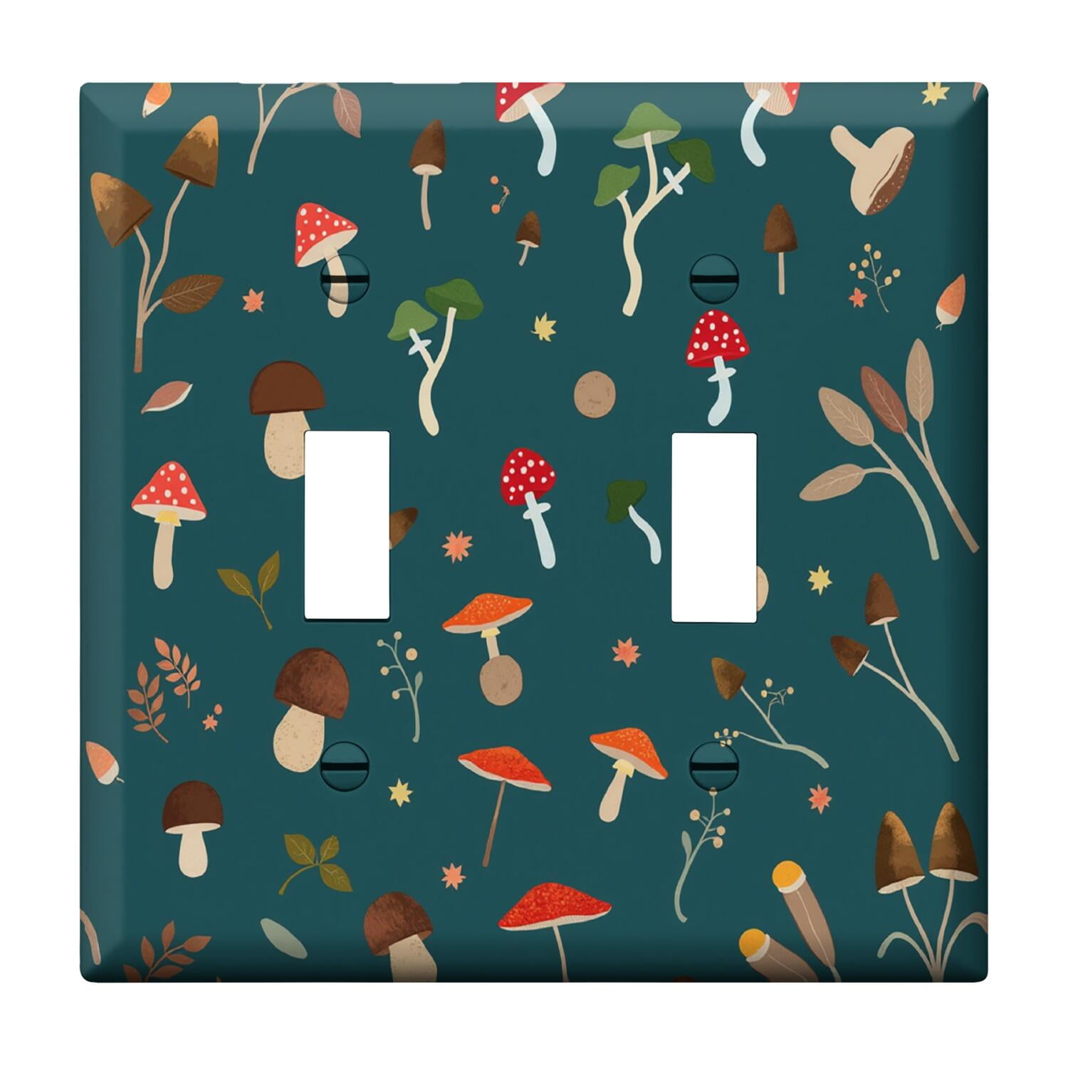 Switch Cover Mushroom Double Toggle Decorative Wall Plate Boho Cute ...