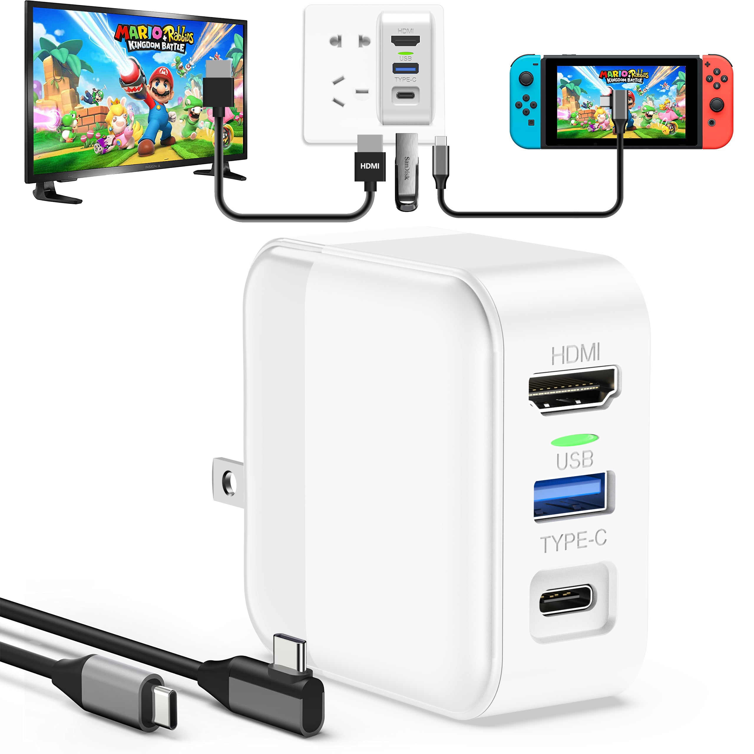 Switch Dock Charger for Nintendo Switch/OLED, Portable TV Docking ...