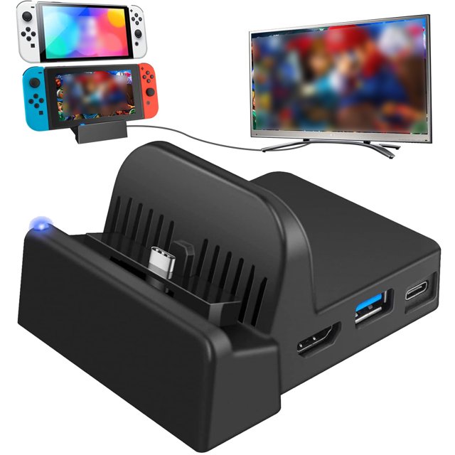 Switch Dock for Nintendo Switch, Portable Switch TV Dock with 4K HDMI/USB 3.0/USB-C Charging ...