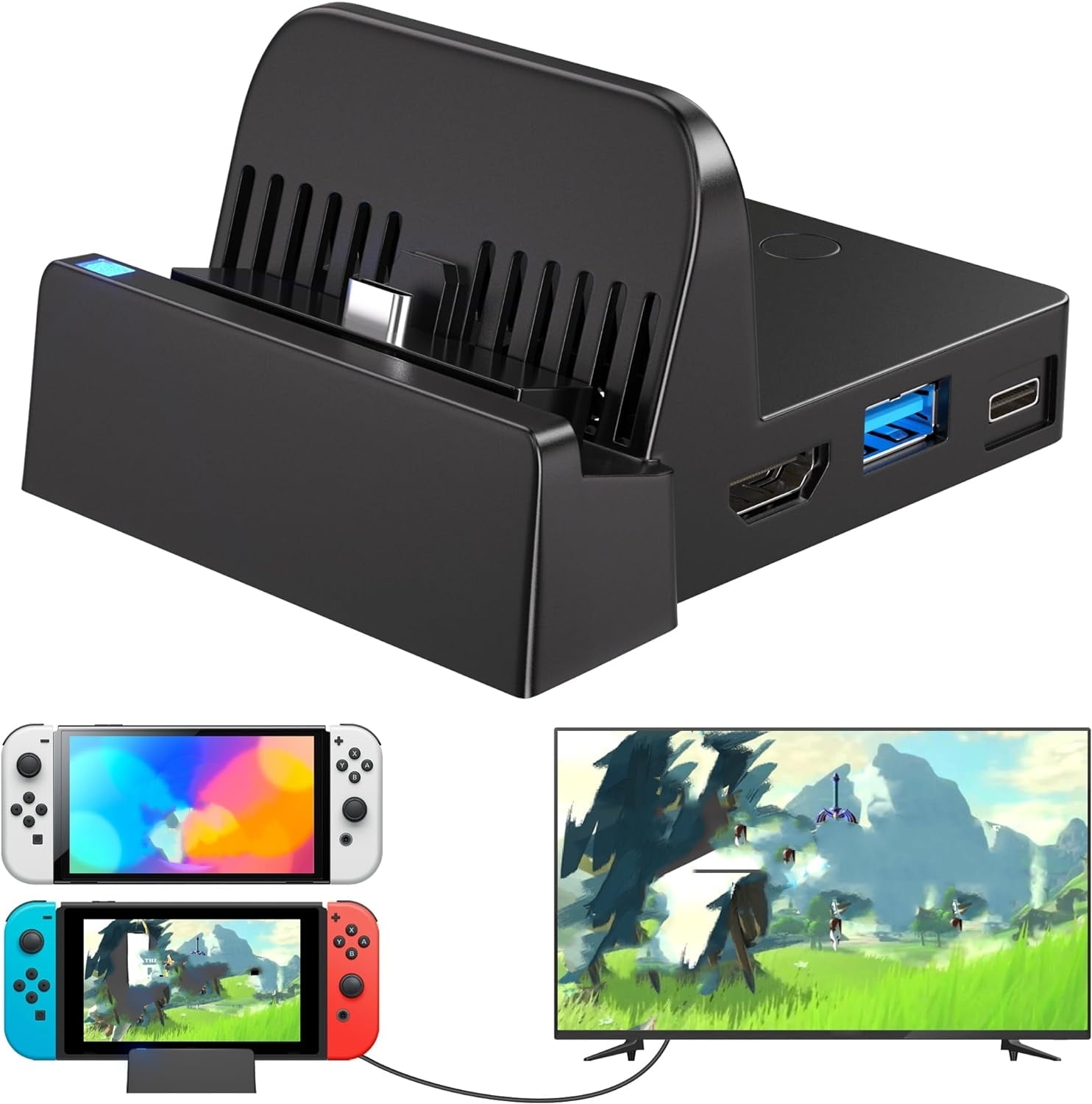 Switch Dock with USB 3.0 4K HDMI TV Adapter Docking, Dock Charging ...