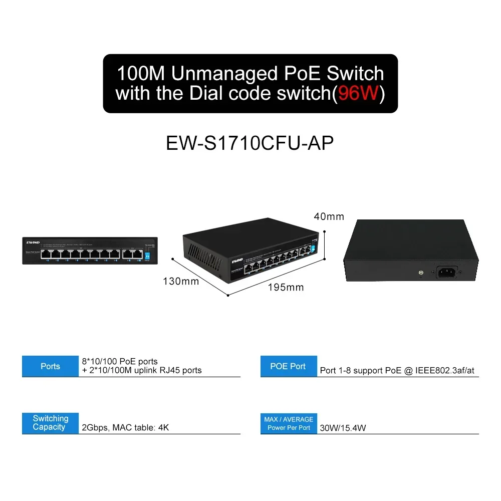 Switch For NVR or Outdoor 6/10 Port Poe Switch Network Switchs Supply Ethernet for IP Camera ...