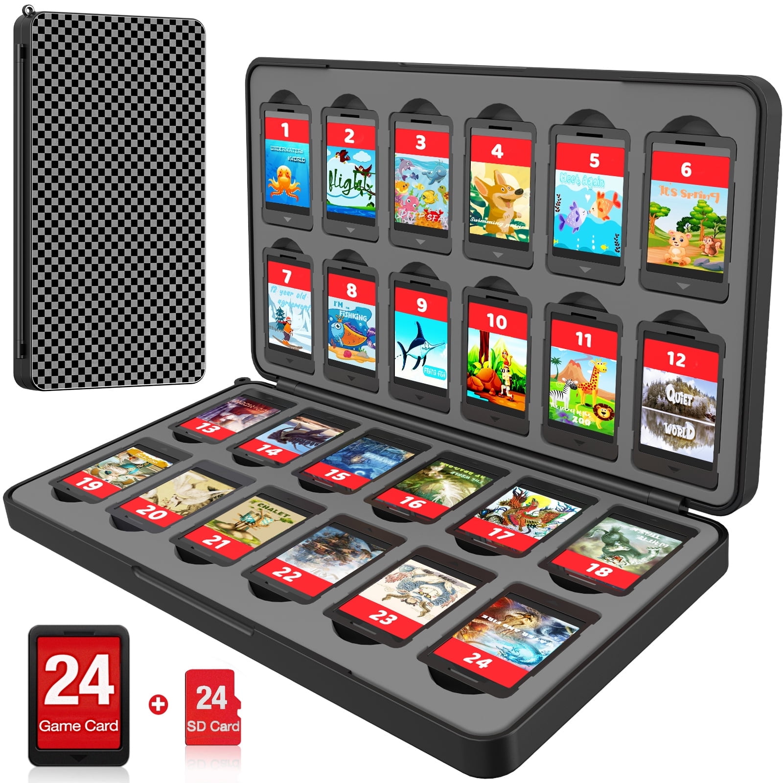 Switch Game Case with 24 Game Trays, ZRZLMVP Game Case Compatible with Nintendo Switch & Switch ...