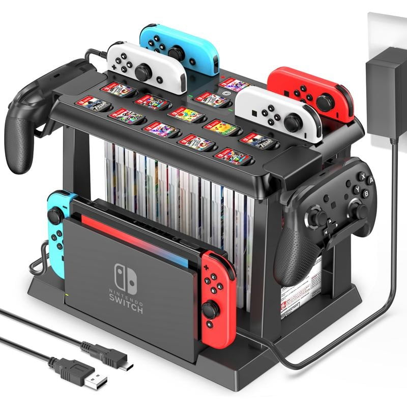 Switch Games Organizer Station with Controller Charger, Charging Dock ...