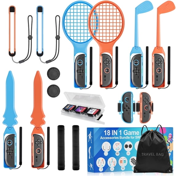 Switch 2 Sports Accessories Bundle, 18 in 1 Family Accessories Kit for ...