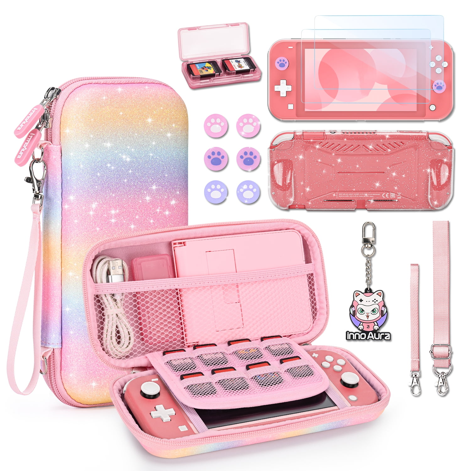 Switch Lite 17 in 1 Kit: Shiny Console Shell, Protective Case, Screen ...