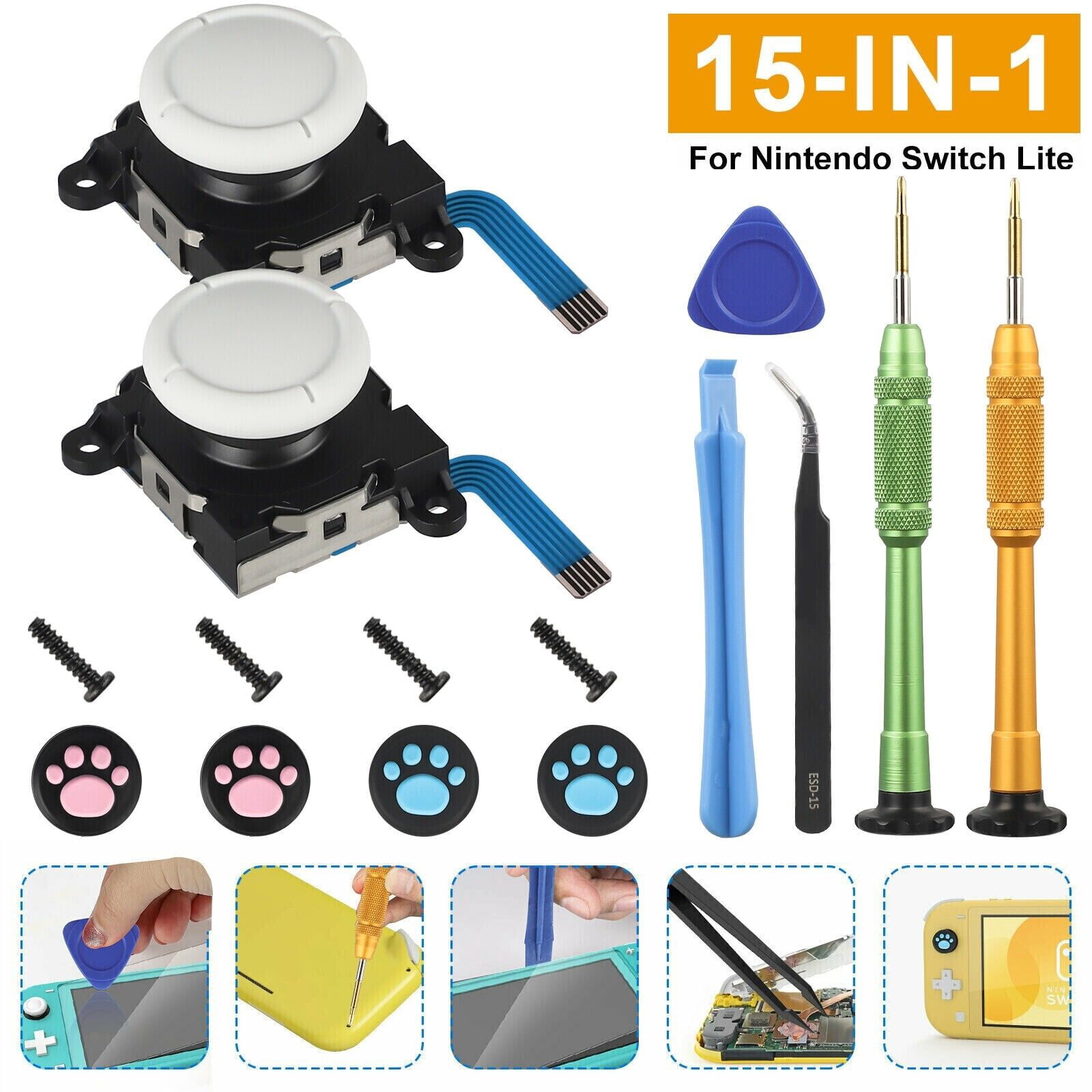 Switch Lite Joy-Con Joystick Replacement Kit - Complete Repair Tool Set ...