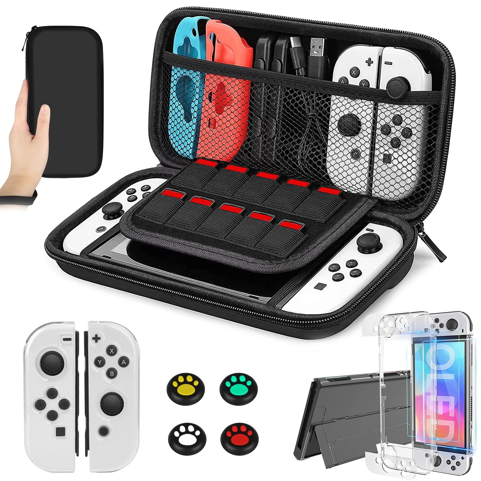 Switch OLED Carrying Case Kit, 10-in-1 Accessories Bundle for Nintendo ...