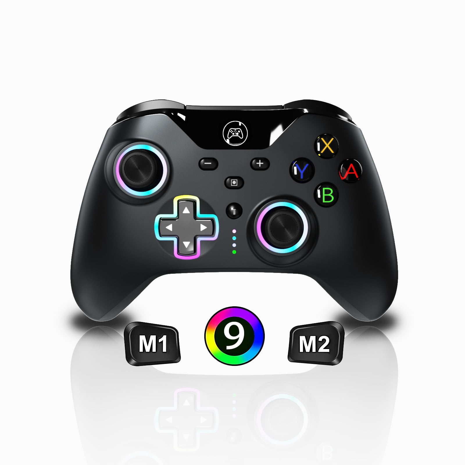 Switch OLED/Lite Wireless Gamepad, RGB Lighting Game Controller-Black ...