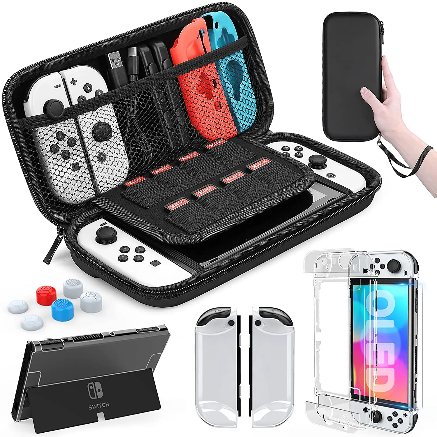 OLED Model Carrying Case 9 in 1 Accessories Kit for OLED Model with ...