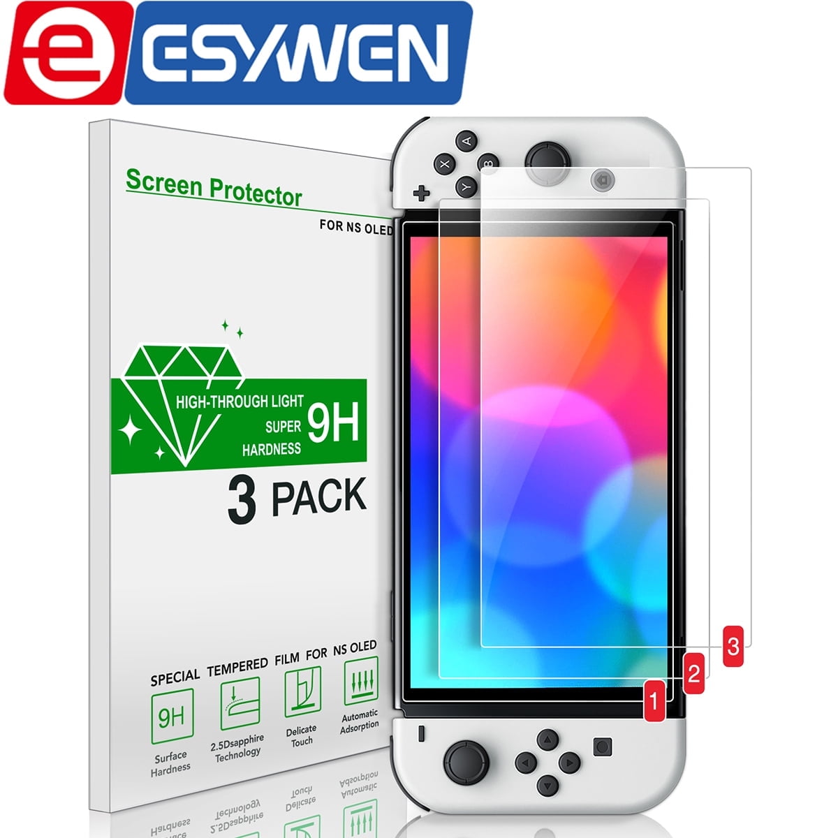 Switch OLED Screen Protector for Nintendo Switch OLED,ESYWEN 3 Packs ...