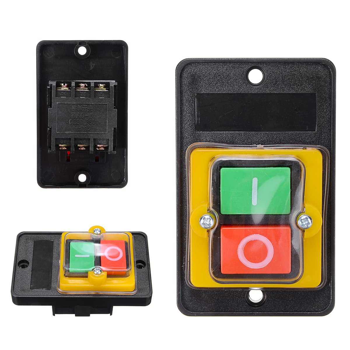 Switch On Off Waterproof Push Button Switch 10A 250V 380V PushButton Control Switch for Cutting ...