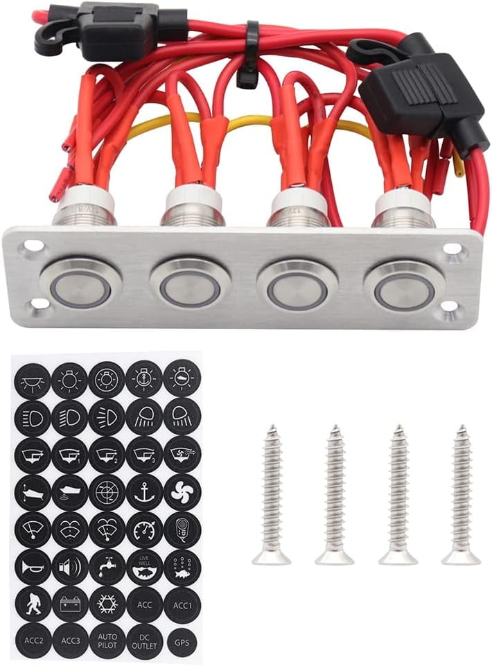 Switch Panel, Sovob Dc12V 16A Waterproof Rocker Switch Panel 4/6 Way ...