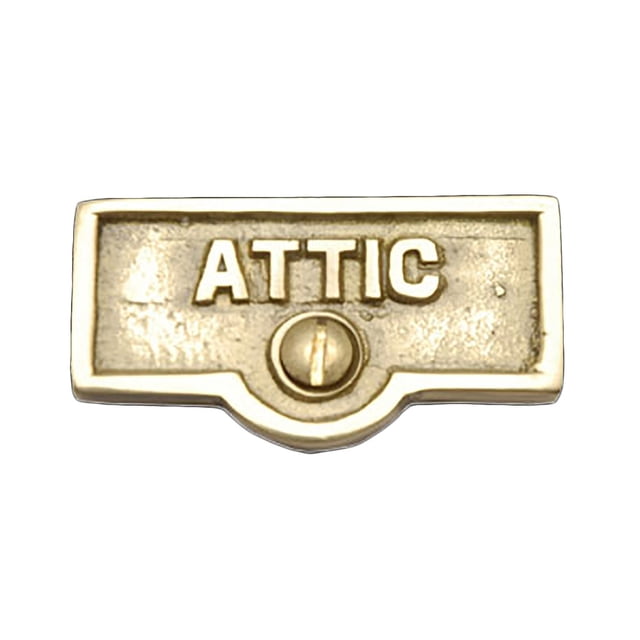 Switch Plate Tags ATTIC Name Signs Labels Lacquered Brass Traditional ...