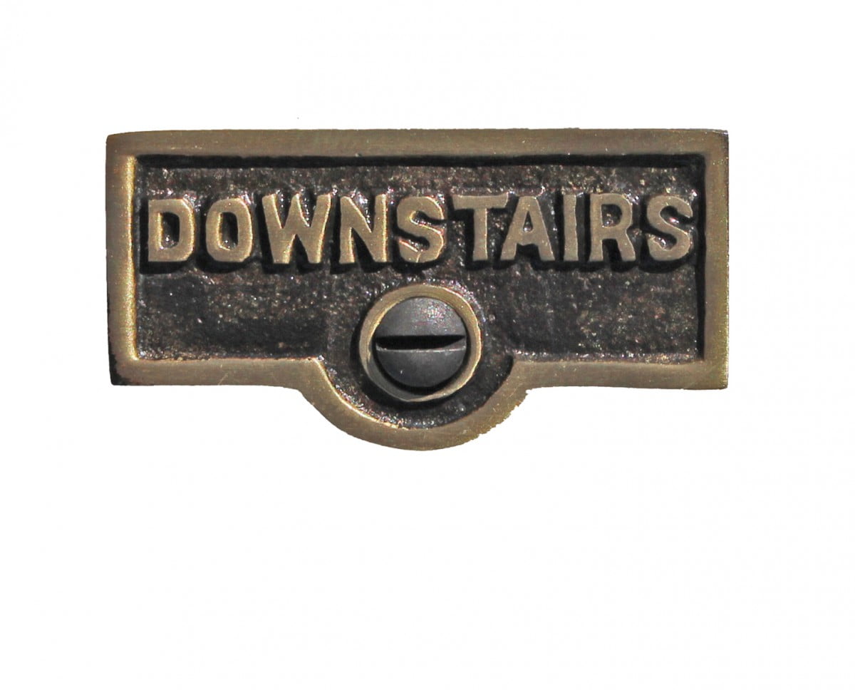 Switch Plate Tags DOWNSTAIRS Name Signs Labels Cast Brass Traditional ...