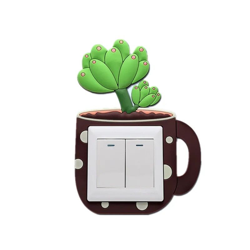 Switch Stickers 3D Silicone Wall Sticker Luminous Cactus Plant ...