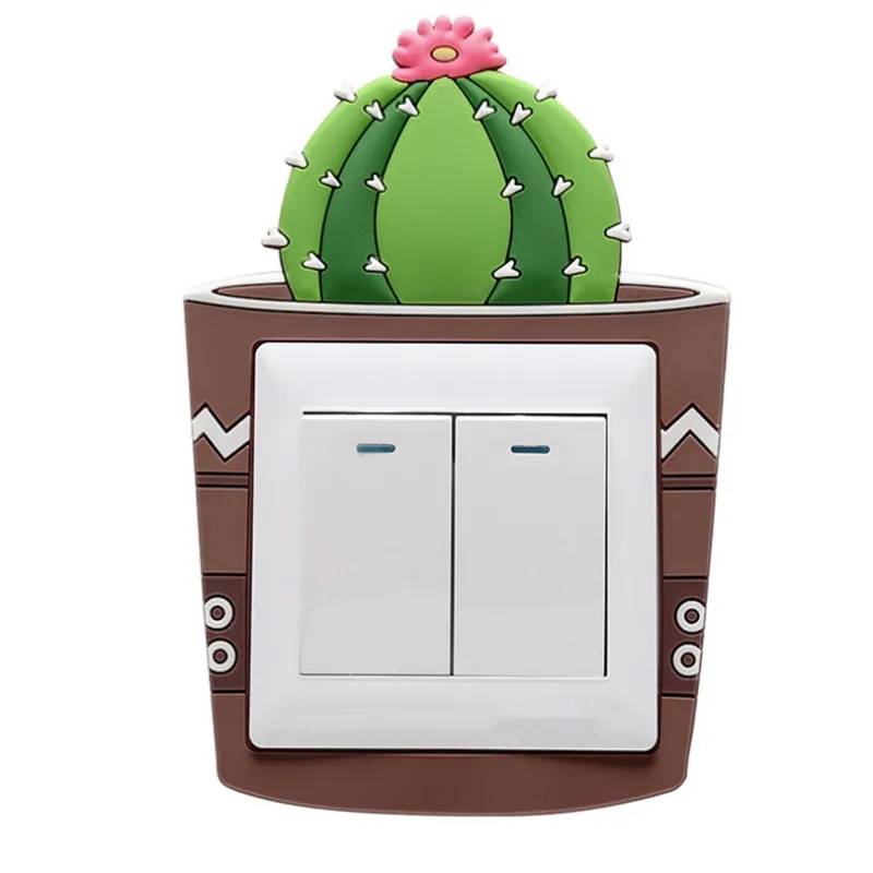 Switch Stickers 3D Silicone Wall Sticker Luminous Cactus Plant ...
