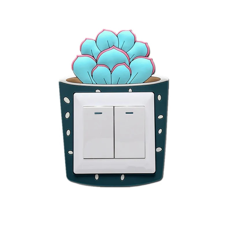 Switch Stickers 3D Silicone Wall Sticker Luminous Cactus Plant ...