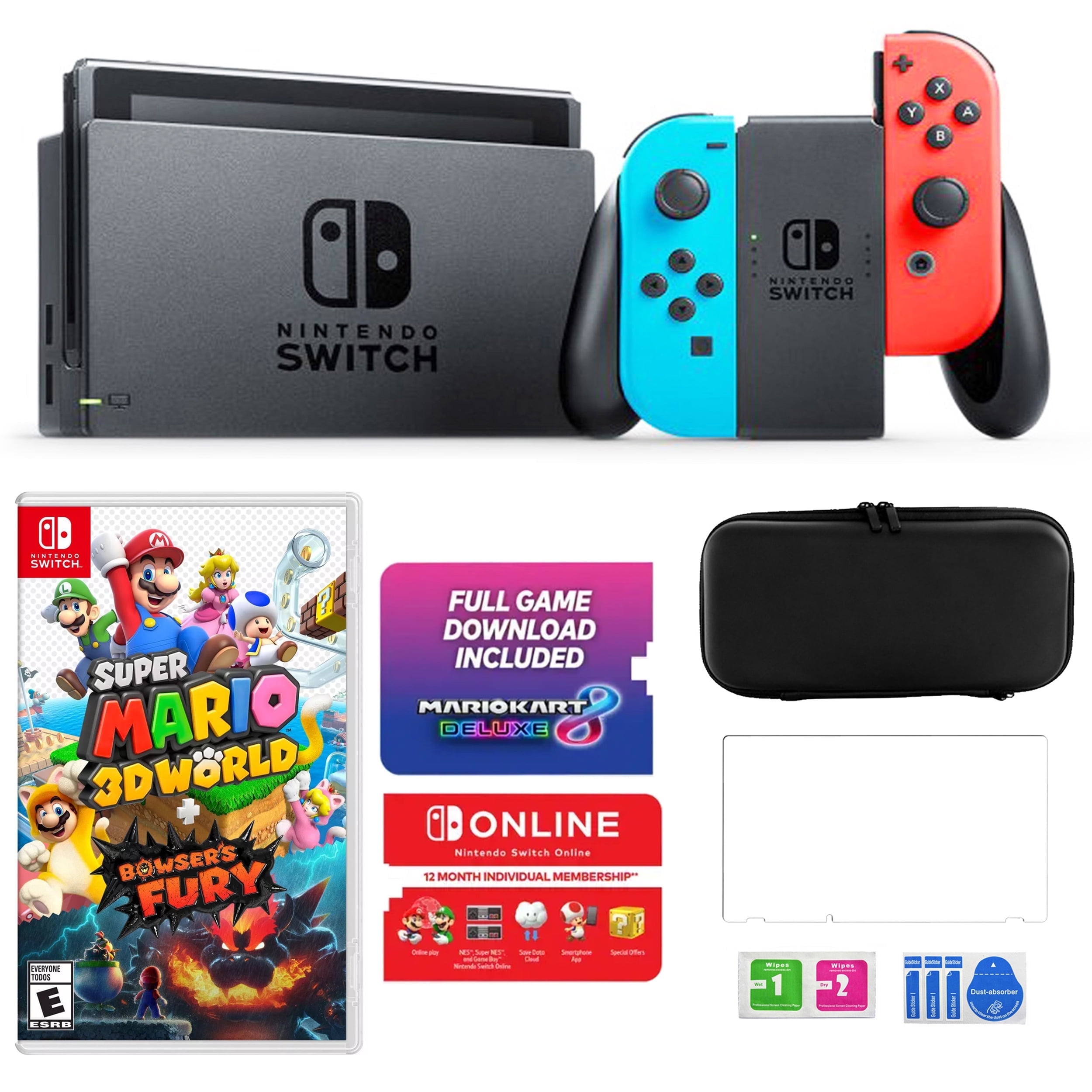 Nintendo Switch withMarioKart 8 Bundle in Neon with Bowser's Fury Game ...