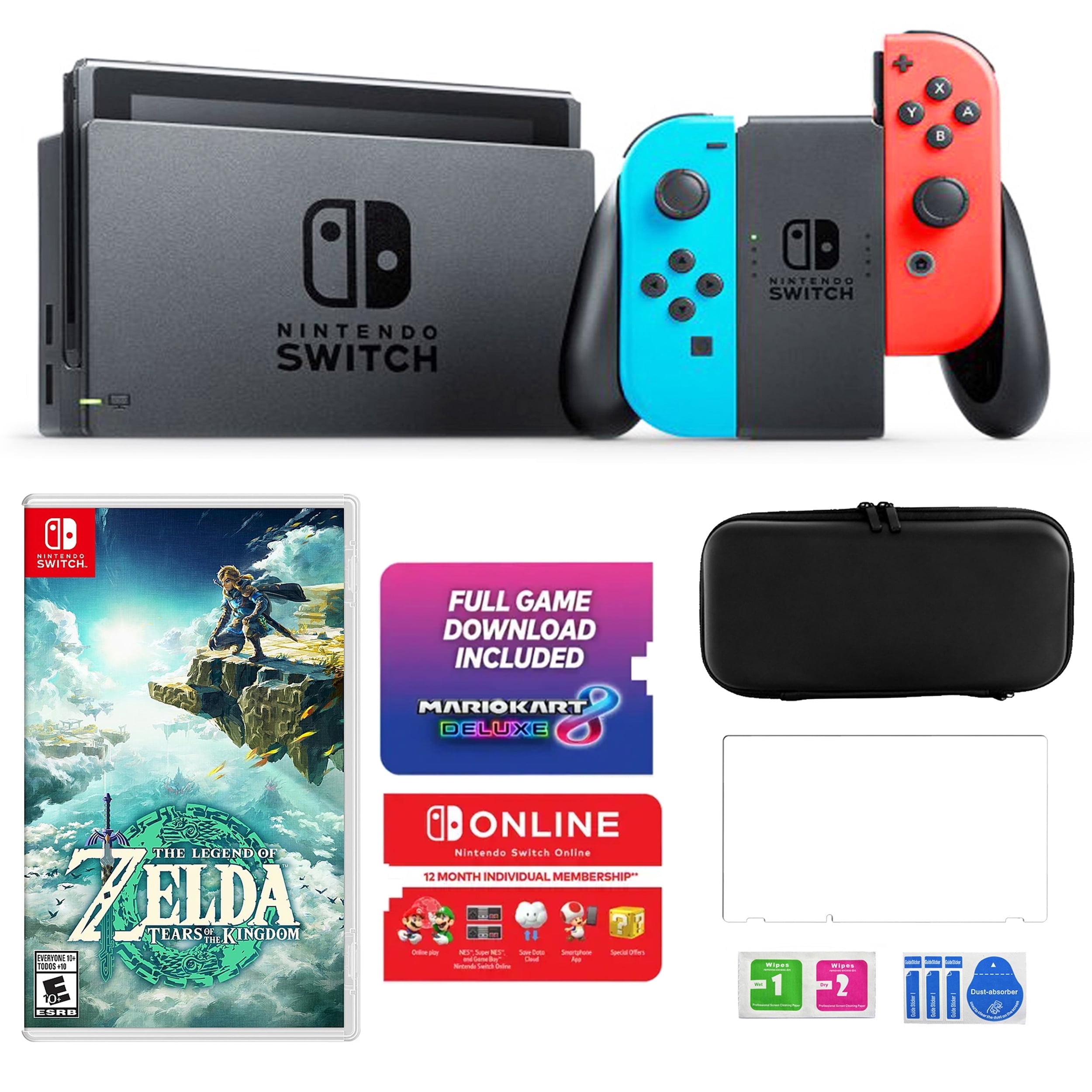 Nintendo Switch withMarioKart 8 Bundle in Neon with Mario Tears of the ...