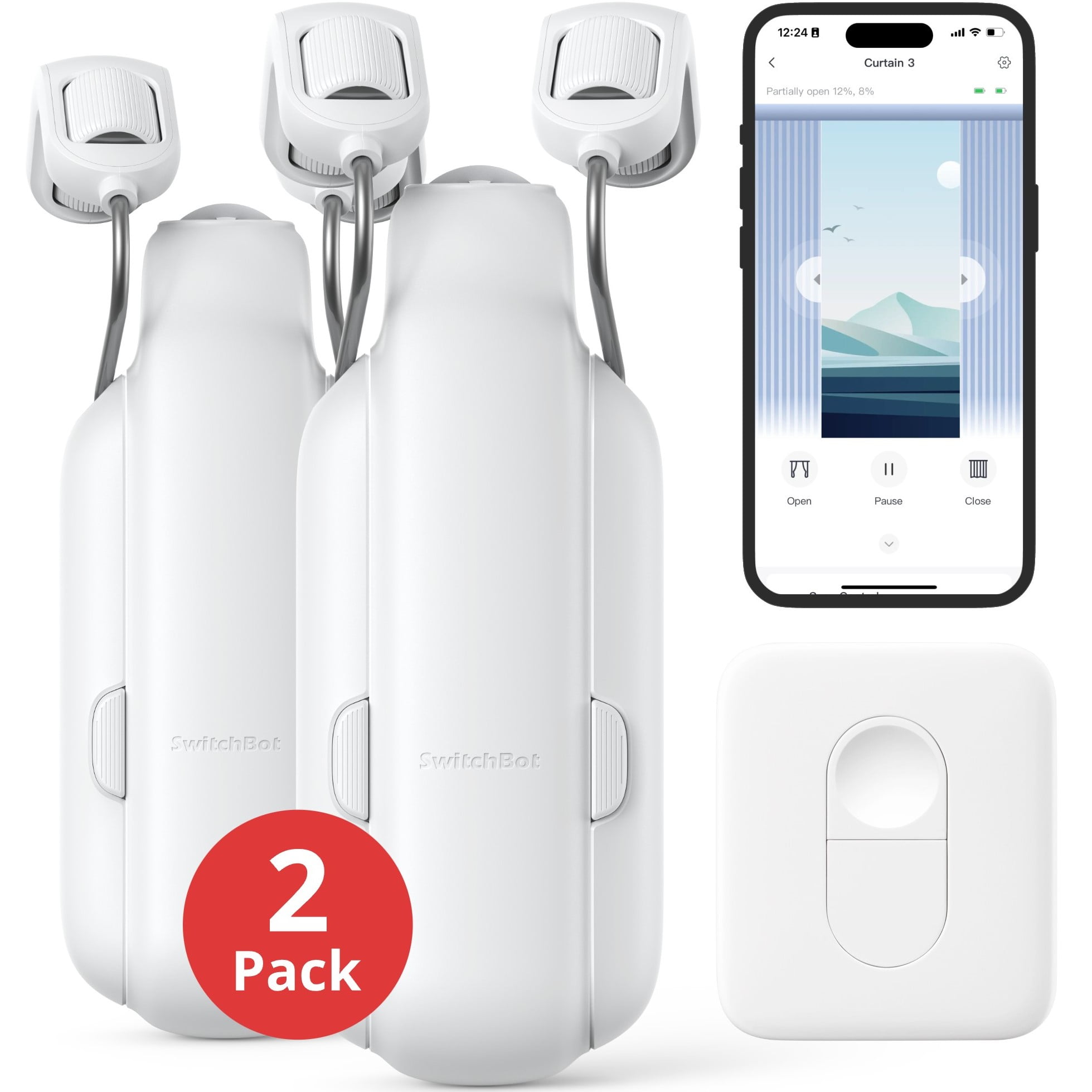 SwitchBot Curtain Rod 3, Smart Curtain Opener with Remote, Retrofit ...