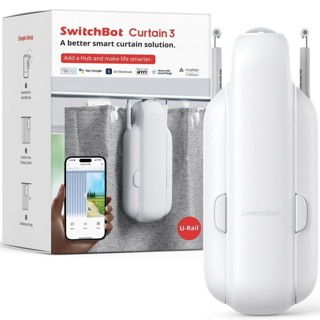SwitchBot Smart Curtain Opener, U Rail 3, Retrofit & Motorize Existing Curtains, High ...