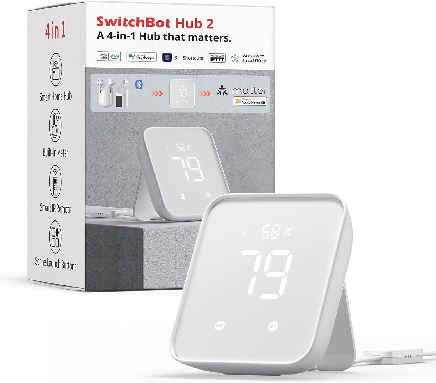 SwitchBot Hub 2 (2nd Gen), work as a WiFi Thermometer Hygrometer, IR ...