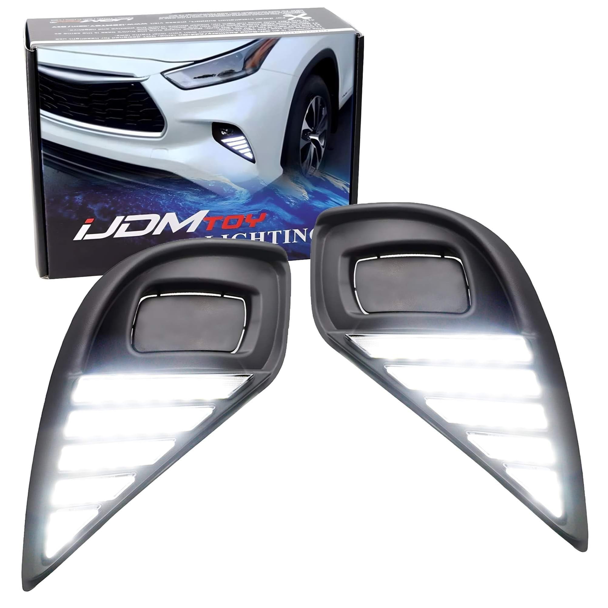 Switchback LED Daytime Running Light Kit For 2020-up Toyota Highlander, White/Amber LED Foglamp ...