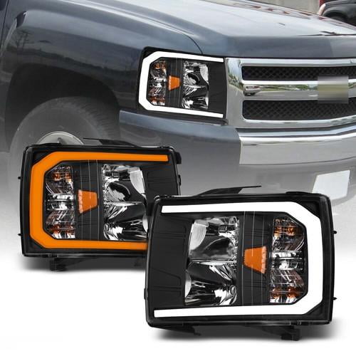 Switchback Sequential For 2007-2014 Silverado Black Headlights w/LED ...