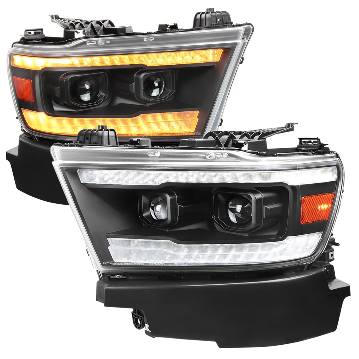 Switchback Sequential LED Turn Signal Projector Headlights (Black ...