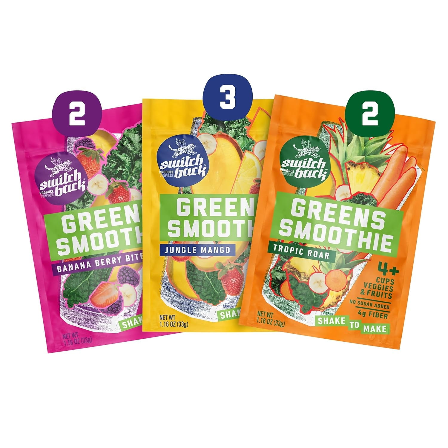 Switchback Whole Food Greens Smoothie Powder Mix (7-Pack) | No Algae ...