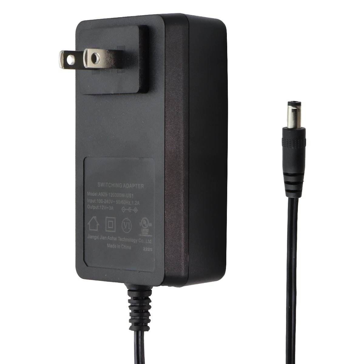 Switching 2-Prong AC Adapter with 6 Foot Cord - Black (A929-120300W-US1 ...