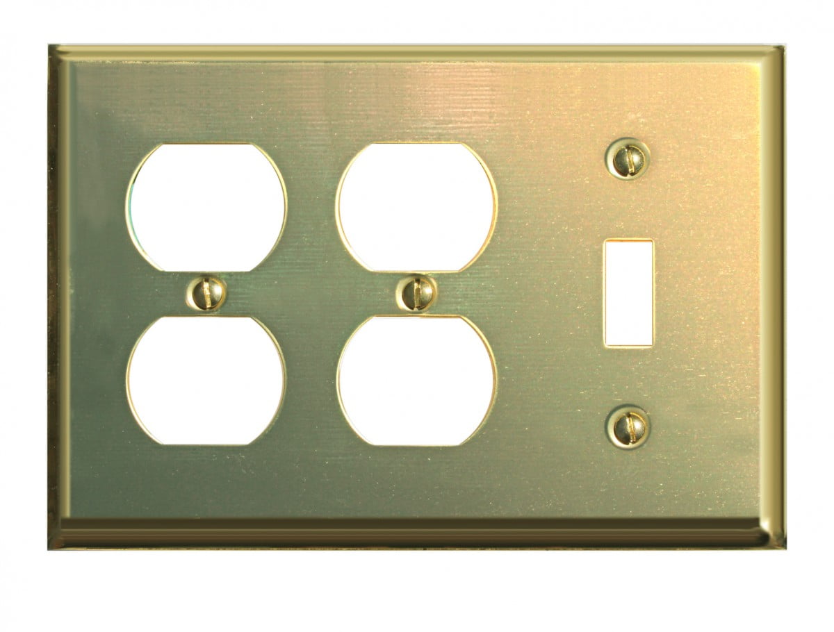 Switchplate Bright Solid Brass Double Outlet/Toggle | Renovator's ...