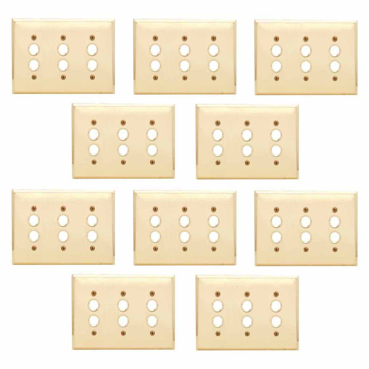 Switchplate Bright Solid Brass Triple Pushbutton Pack of 10 Renovators ...