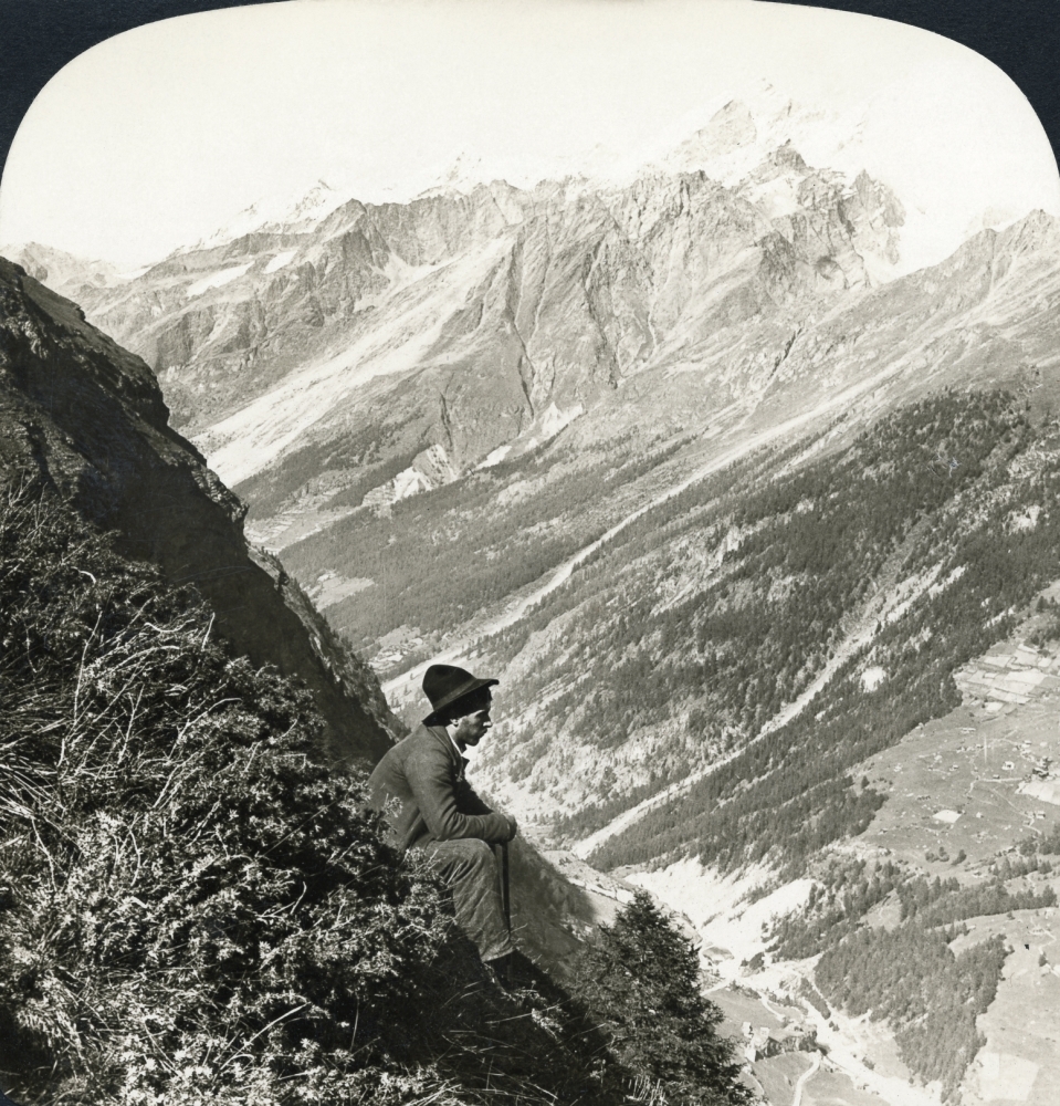 Switzerland Alps. N'The Deep Precipitous Nicolai Valley From The ...