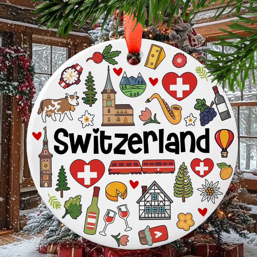 Switzerland Christmas Ornament, Ceramic, Acrylic, Mother’s Day, Love ...