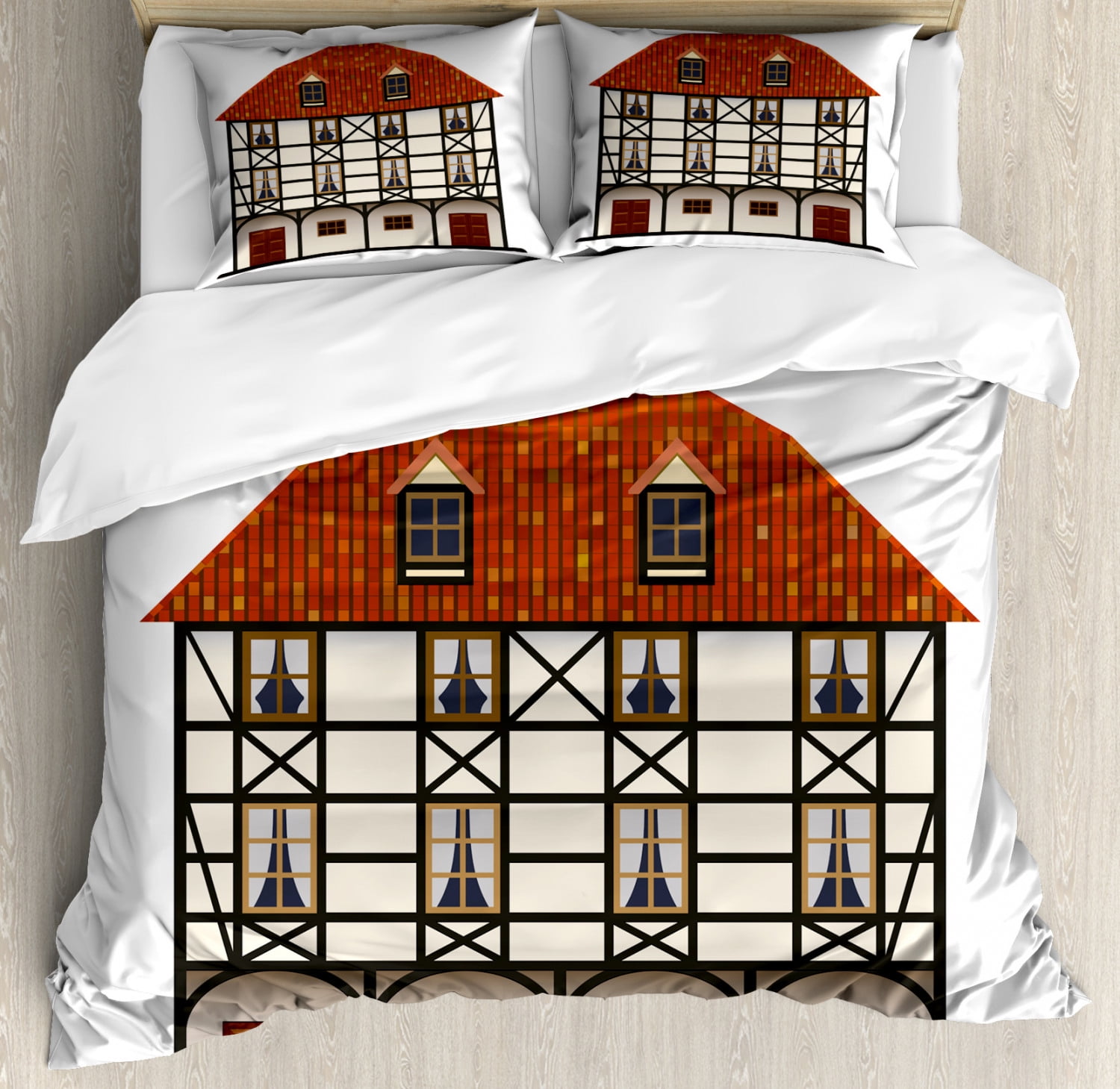 Switzerland Duvet Cover Set Queen Size, Traditional Cottage European ...