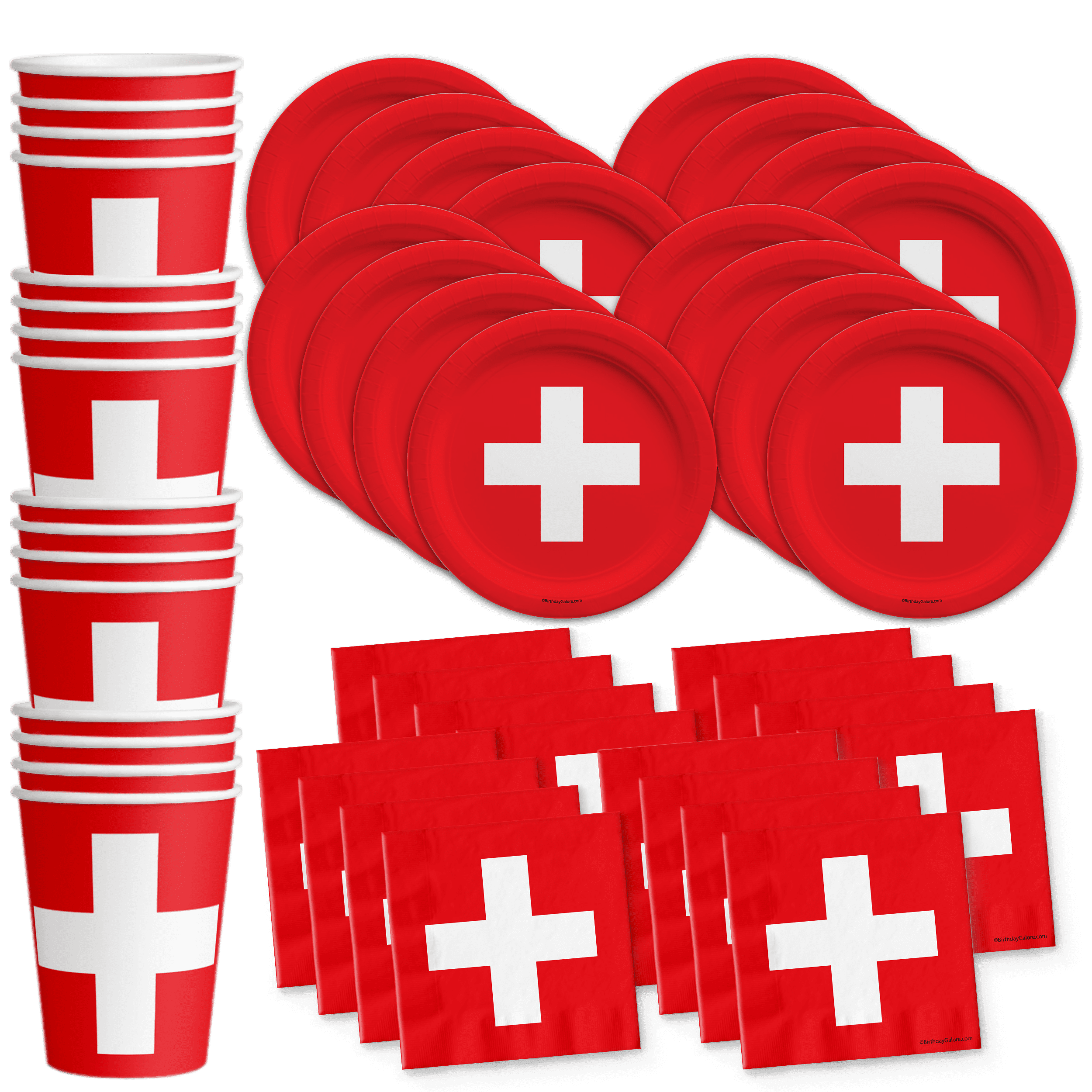Switzerland Flag Birthday Party Supplies Set Plates Napkins Cups ...
