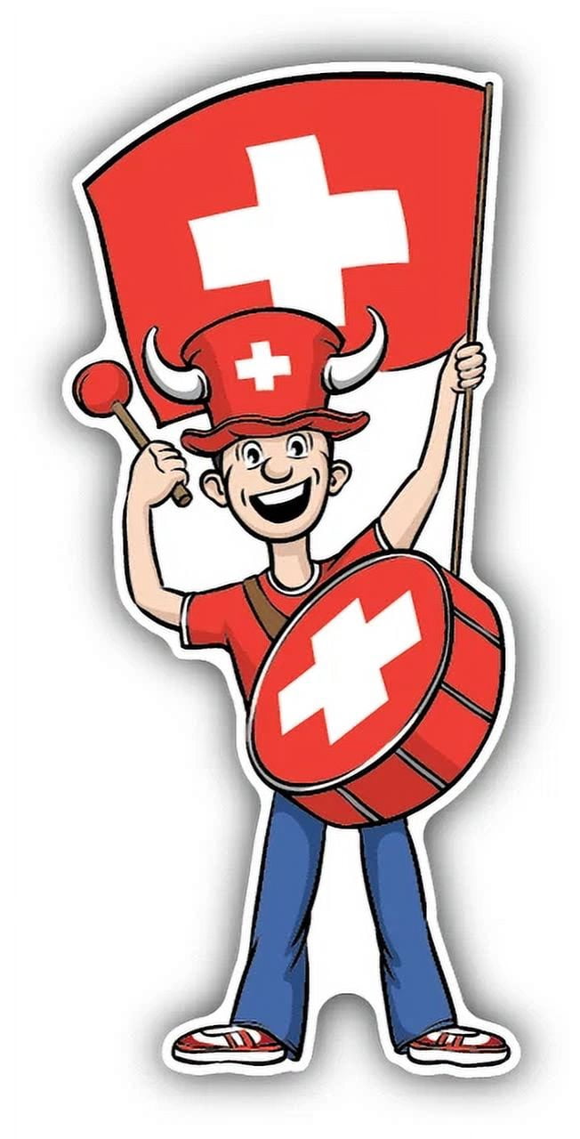 Switzerland Flag Sport Fan Car Sticker Phone Decal Water Bottle ...