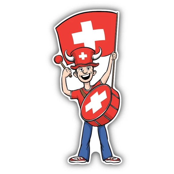 Switzerland Flag Sport Fan Car Sticker Phone Decal Water Bottle ...