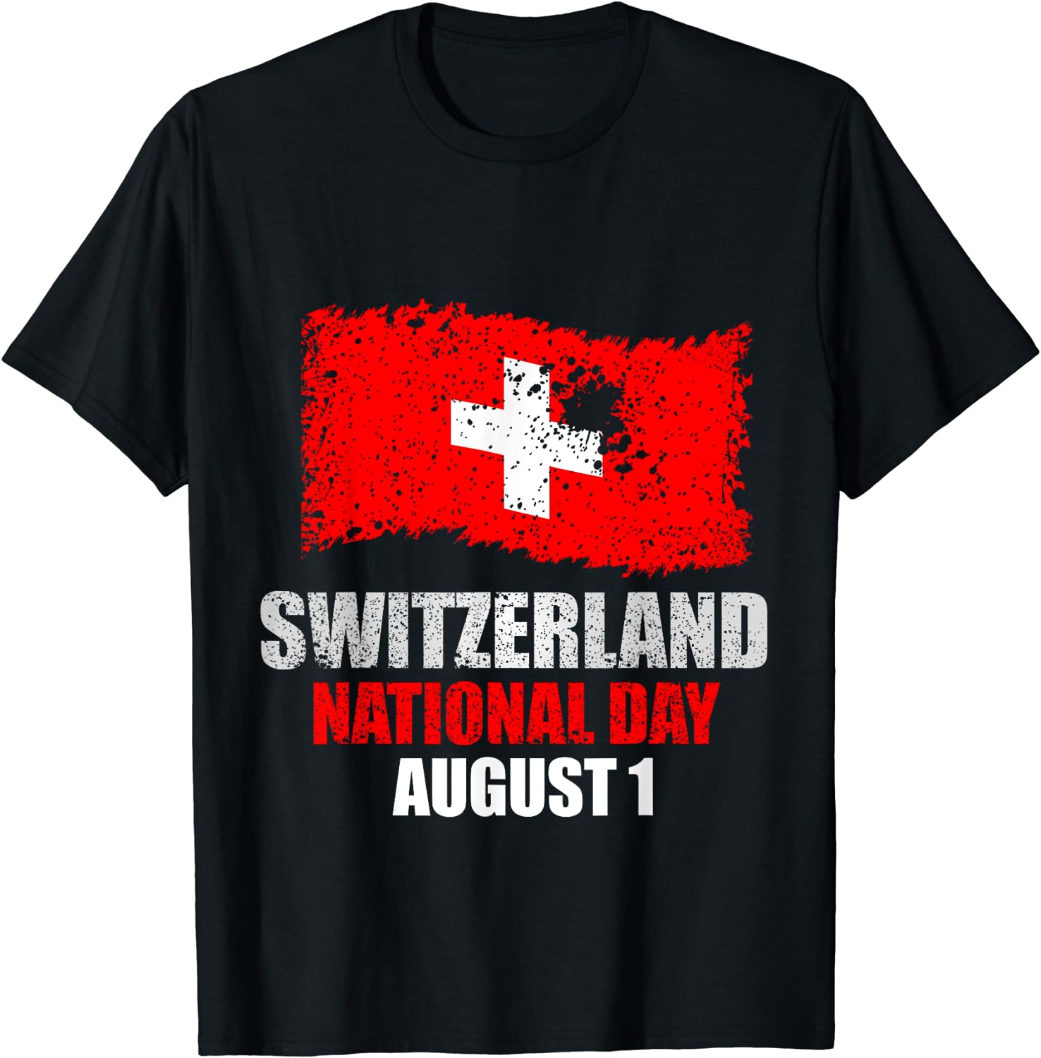 Switzerland Flag Swiss National Day Independence T-Shirt Black ...
