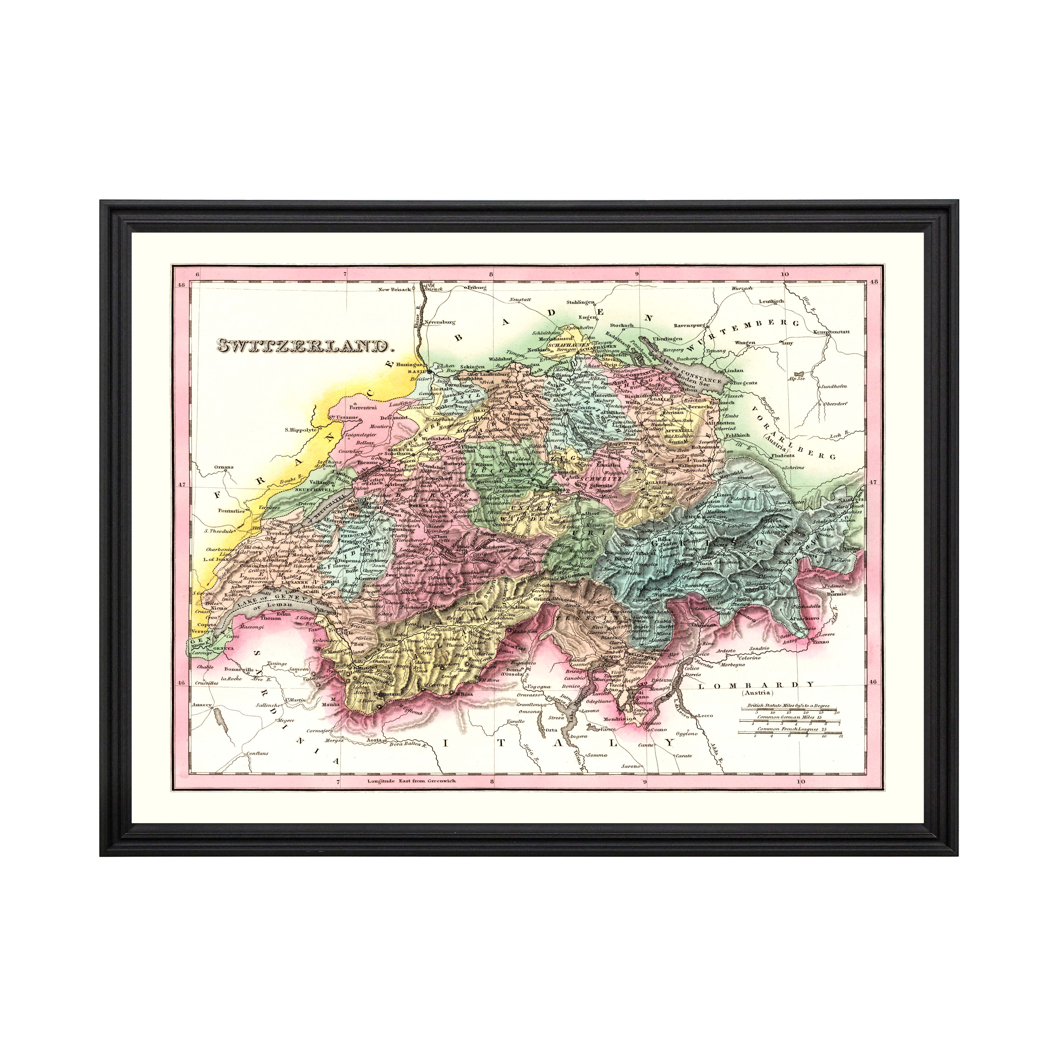 Switzerland Map, 1836 Vintage Map of Switzerland History Wall Decor ...