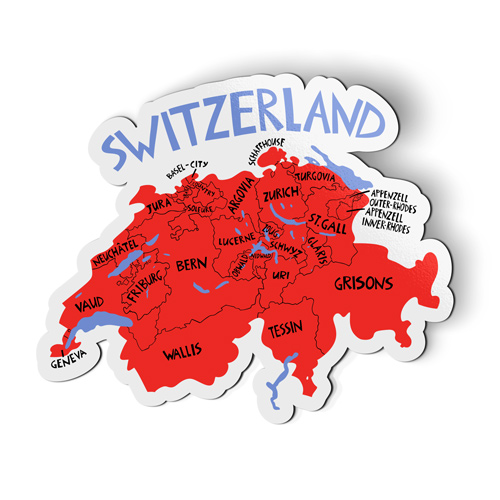 Switzerland Map Shape Travel - 5" Magnet for Car Locker Refrigerator ...