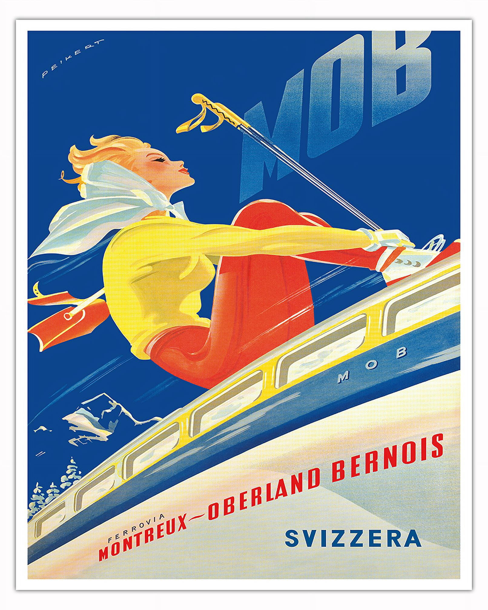 Switzerland (Svizzera) - Skier on Train - Montreux-Oberland Bernois ...
