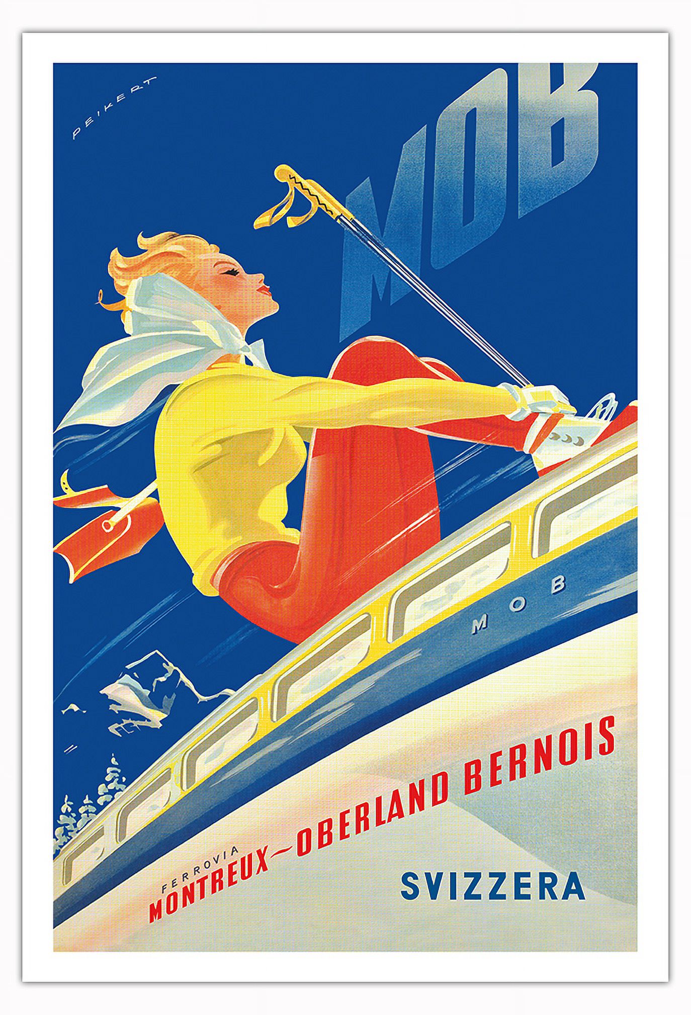 Switzerland (Svizzera) - Skier on Train - Montreux-Oberland Bernois ...