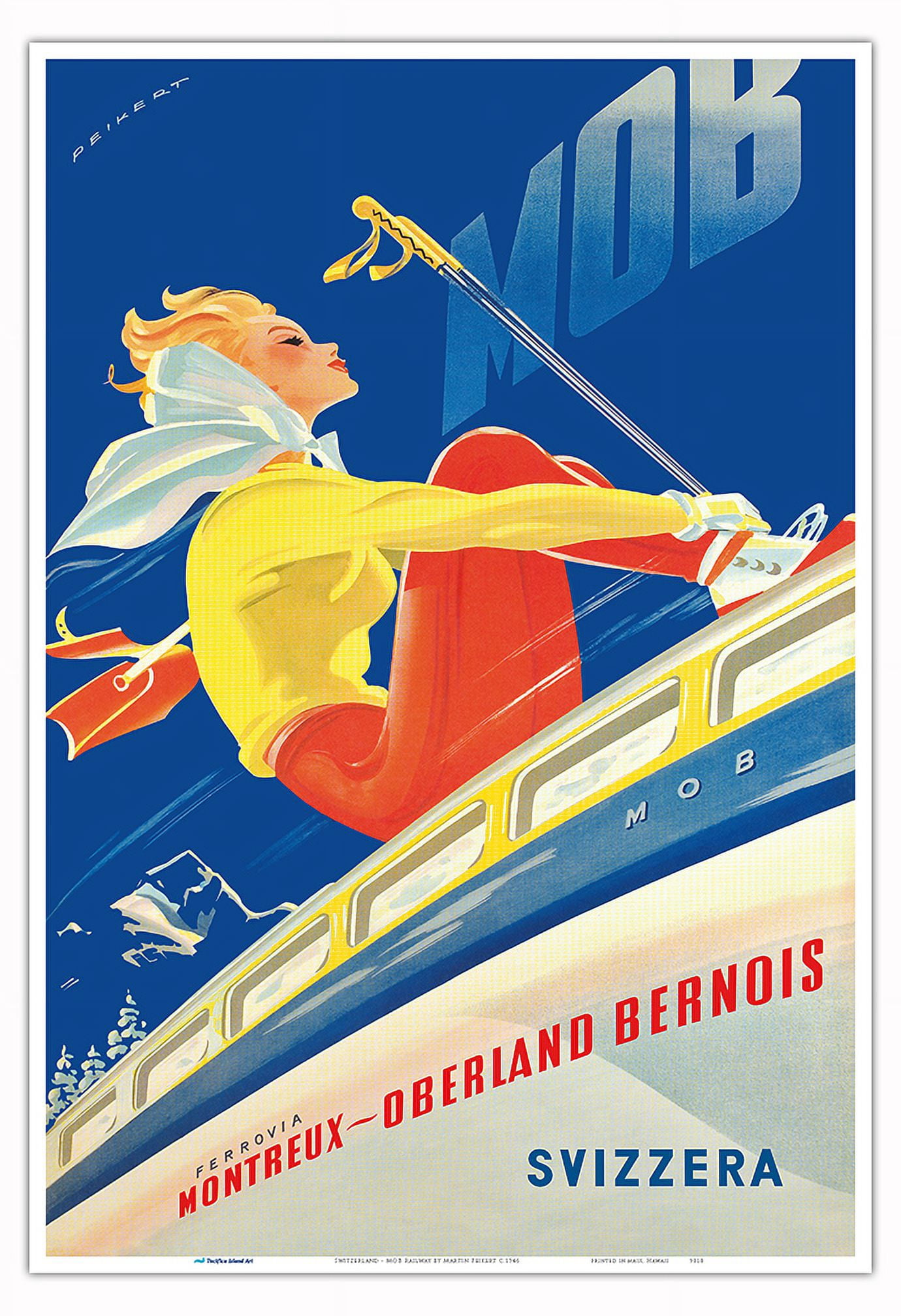 Switzerland (Svizzera) - Skier on Train - Montreux-Oberland Bernois ...