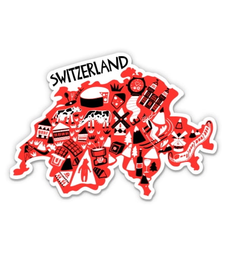 Switzerland Swiss Map - 12" Vinyl Sticker Waterproof Decal - Walmart.com