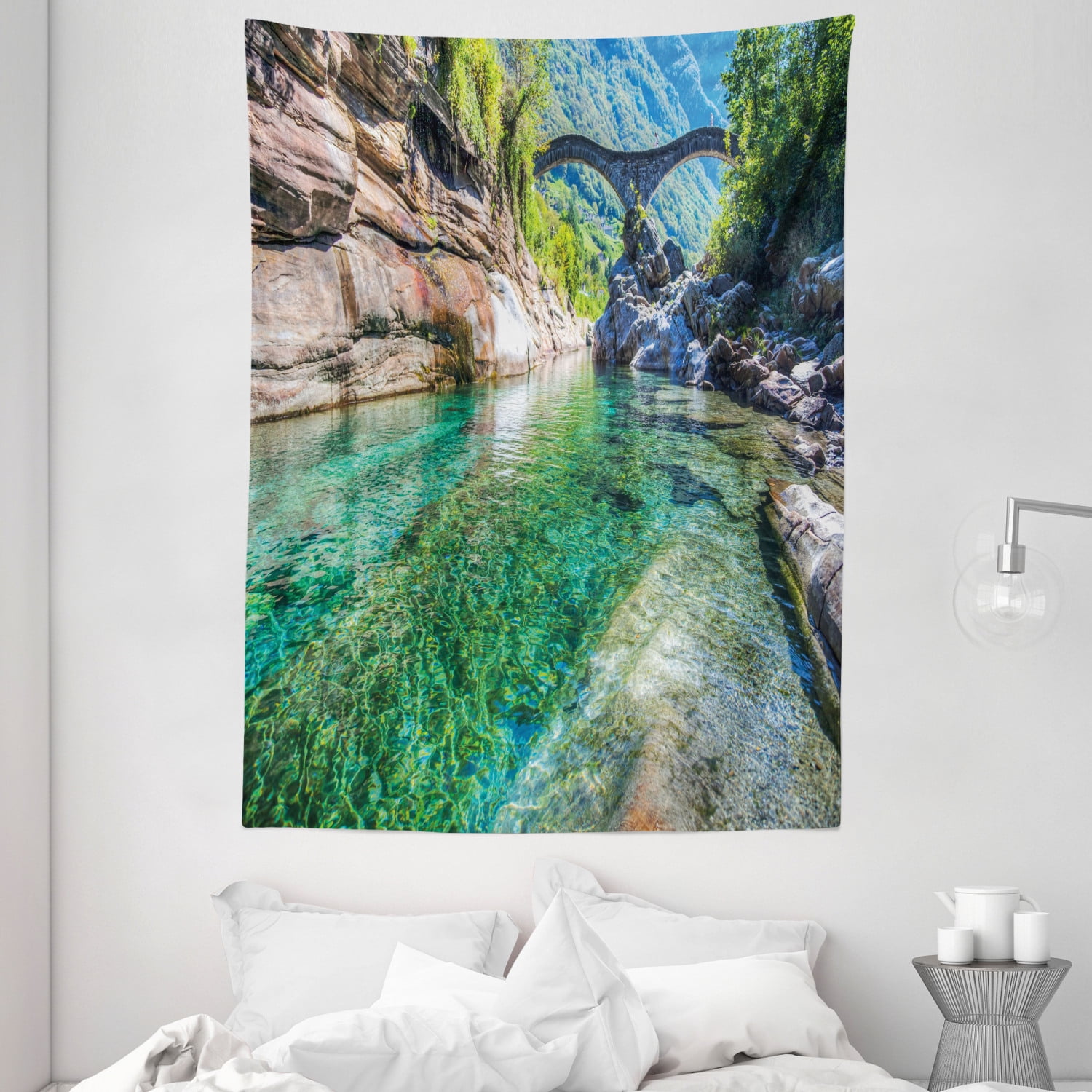 Switzerland Tapestry, Double Arched Stone Bridge in Verzasca Valley ...