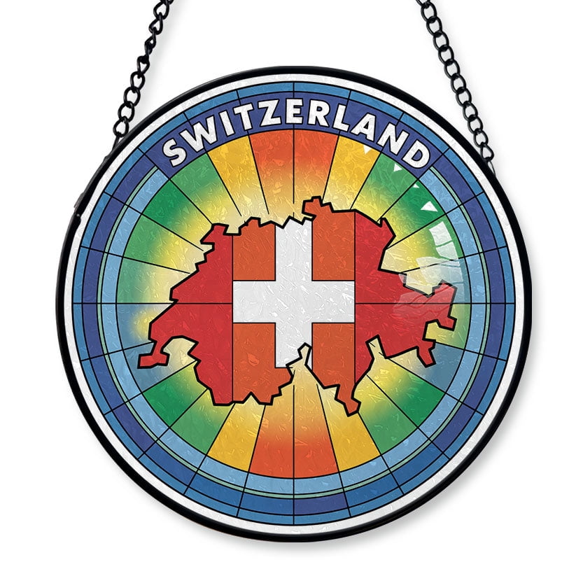 Switzerland Travel Decor Suncatcher Stained Glass Window Hanging, Gift ...