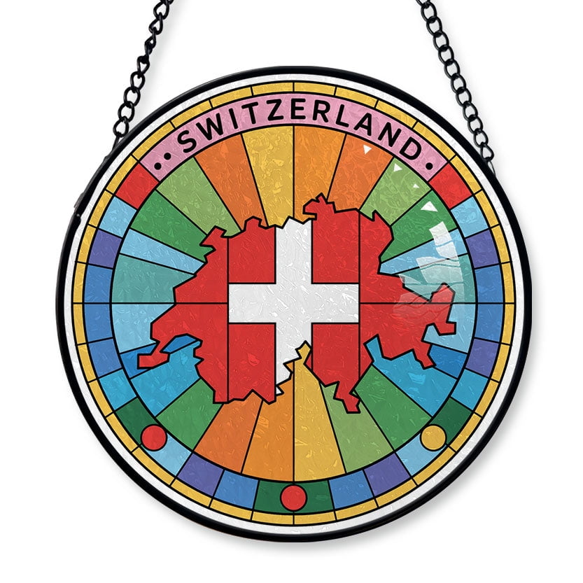 Switzerland Travel Decor Suncatcher Stained Glass Window Hanging, Gift ...